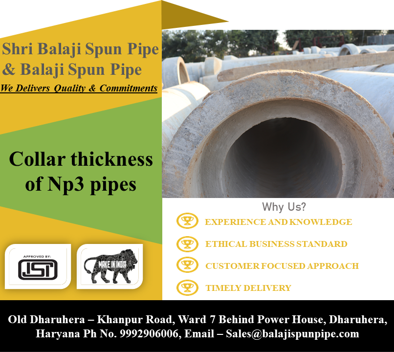Collar thickness of Np3 pipes - Shri Balaji Spun Pipes